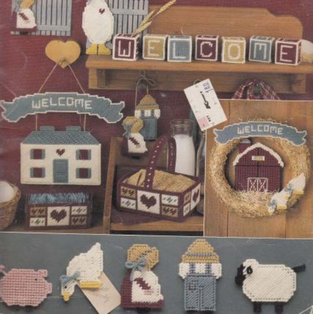 Vintage PDF Plastic Canvas Pattern - Country Projects - Etsy