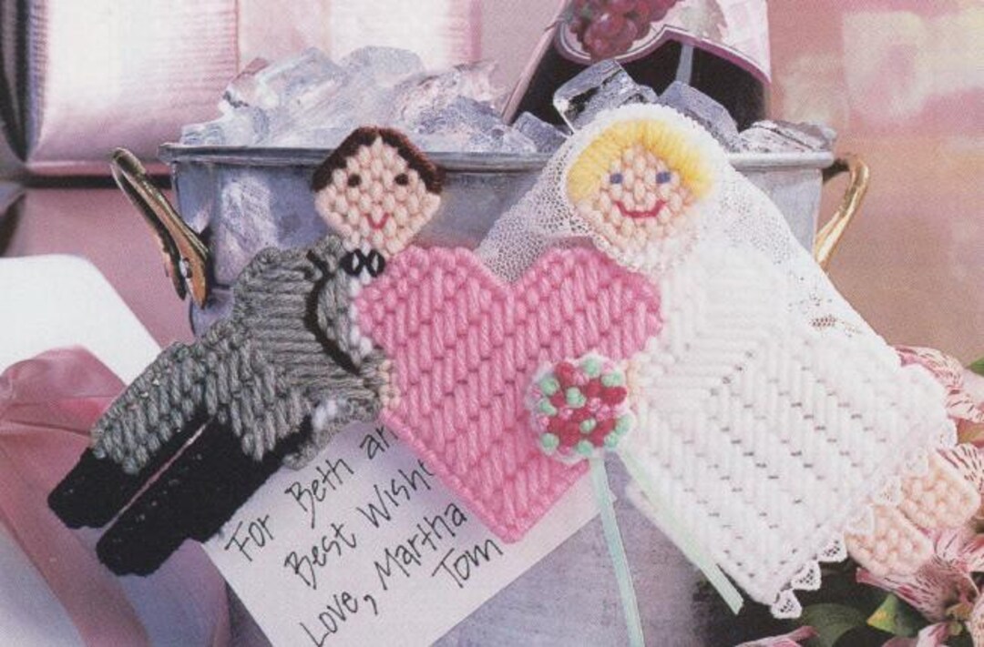 Vintage PDF Plastic Canvas Pattern - Blissful Bride & Groom - Etsy