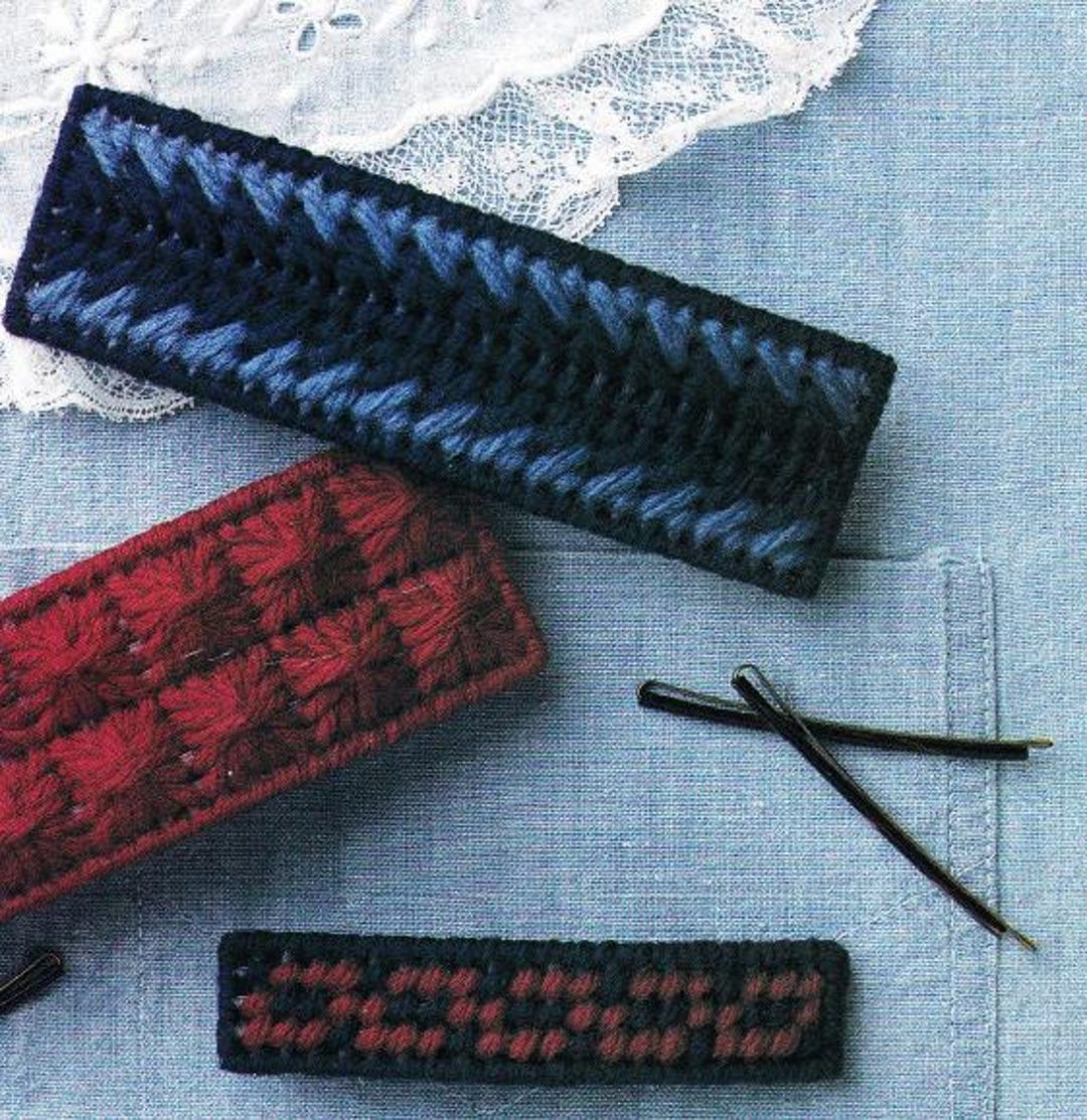 Vintage PDF Plastic Canvas Pattern - Hair Barrettes - Etsy