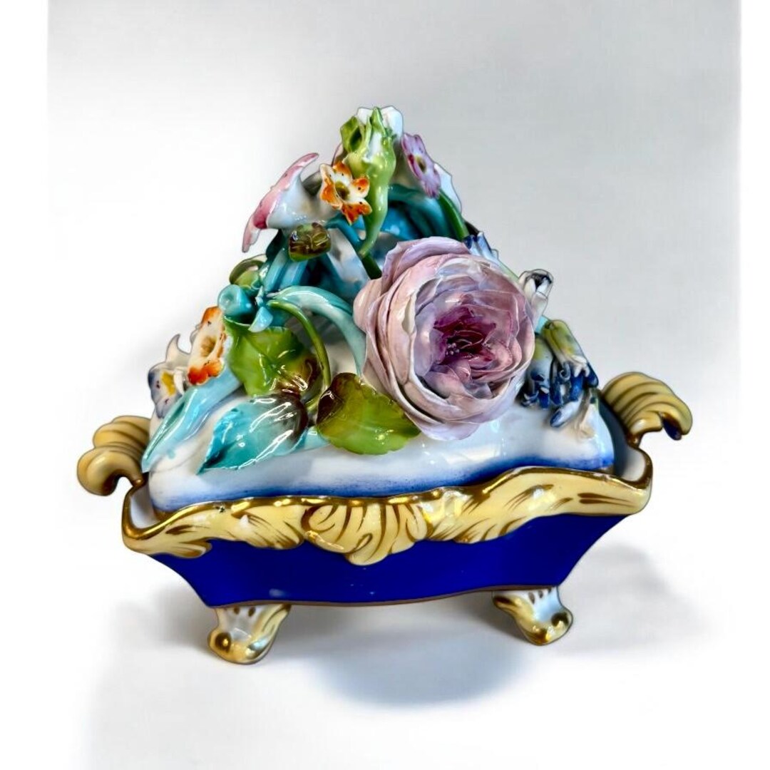 Antique Capodimonte Inkwell Old Paris Style Hand Painted Porcelain Capo ...