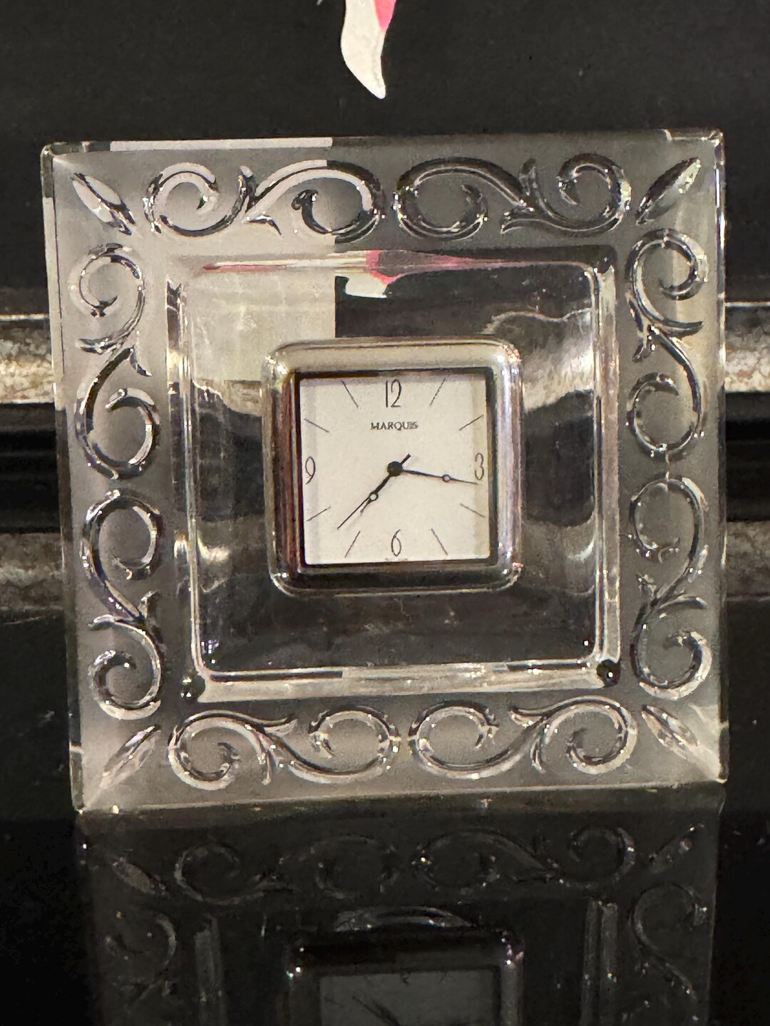 Marquis by Waterford Crystal Clock | Square Arabesque Scrollwork Block ...