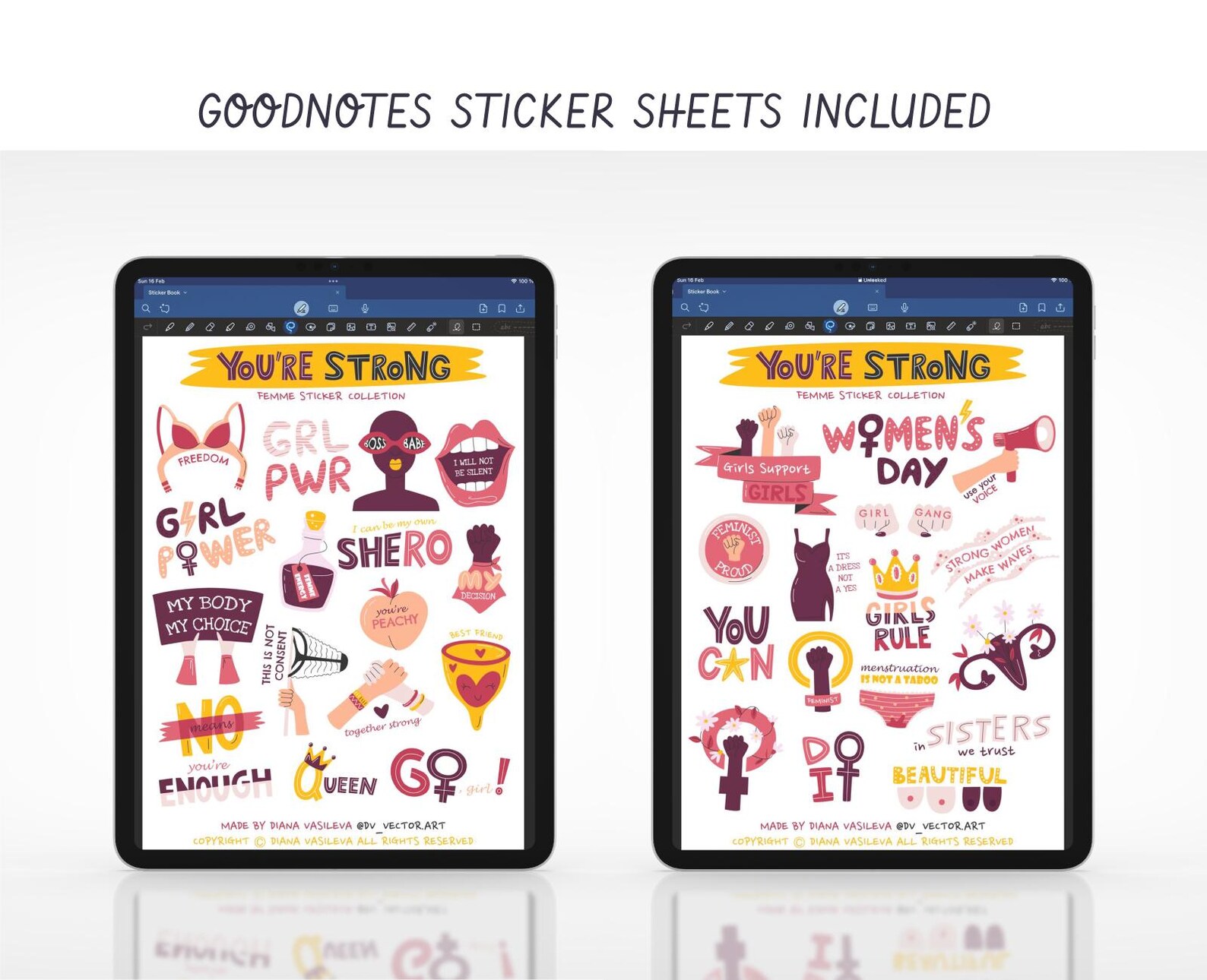 Empower Your Tech With Feminist Symbols & Quotes You're Strong Sticker ...