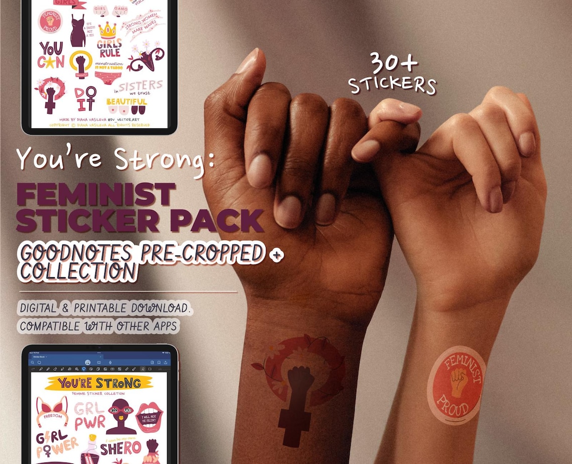 Empower Your Tech With Feminist Symbols & Quotes You're Strong Sticker ...