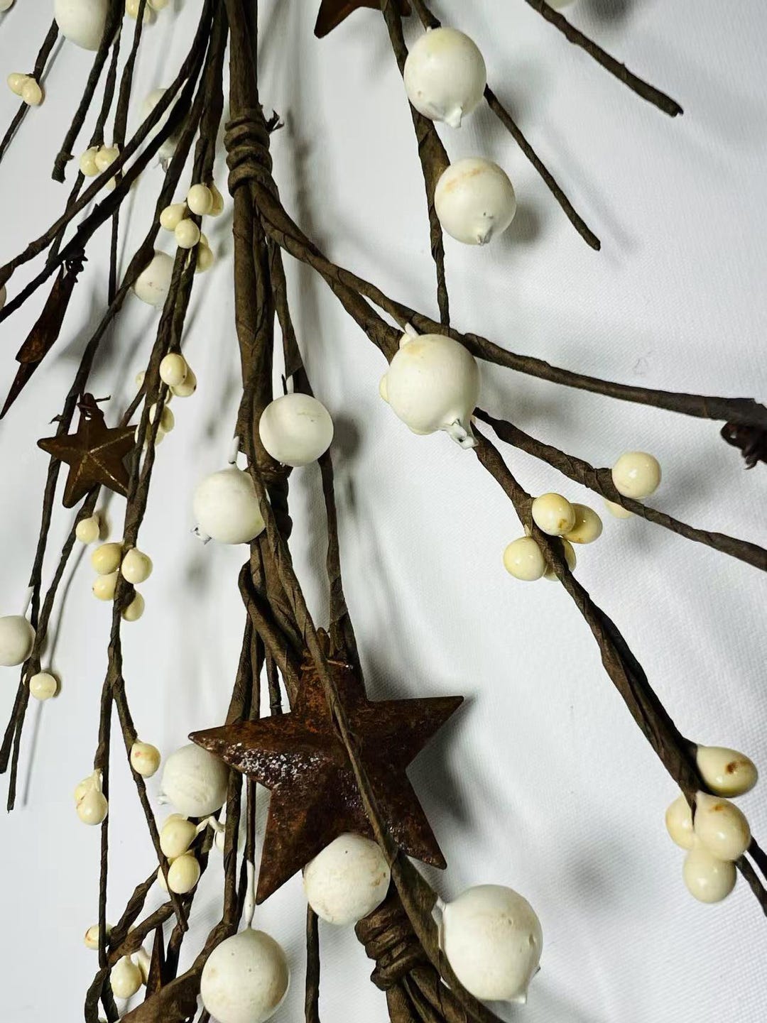 Rustic Pip Berry Garland: Primitive Farmhouse Decor With Metal Stars - Etsy