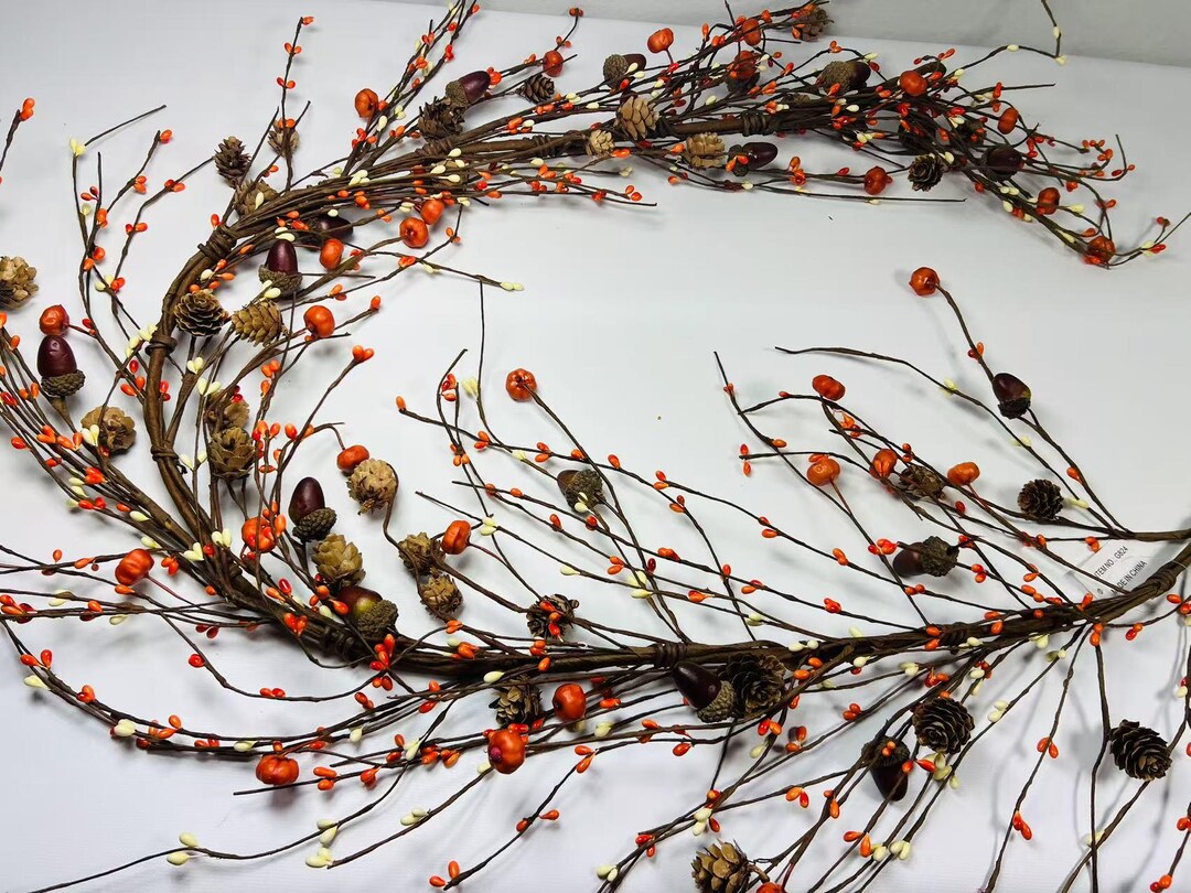 60 Inch Fall Pip Berry Garland With Pumpkins Acorns Pinecones for ...