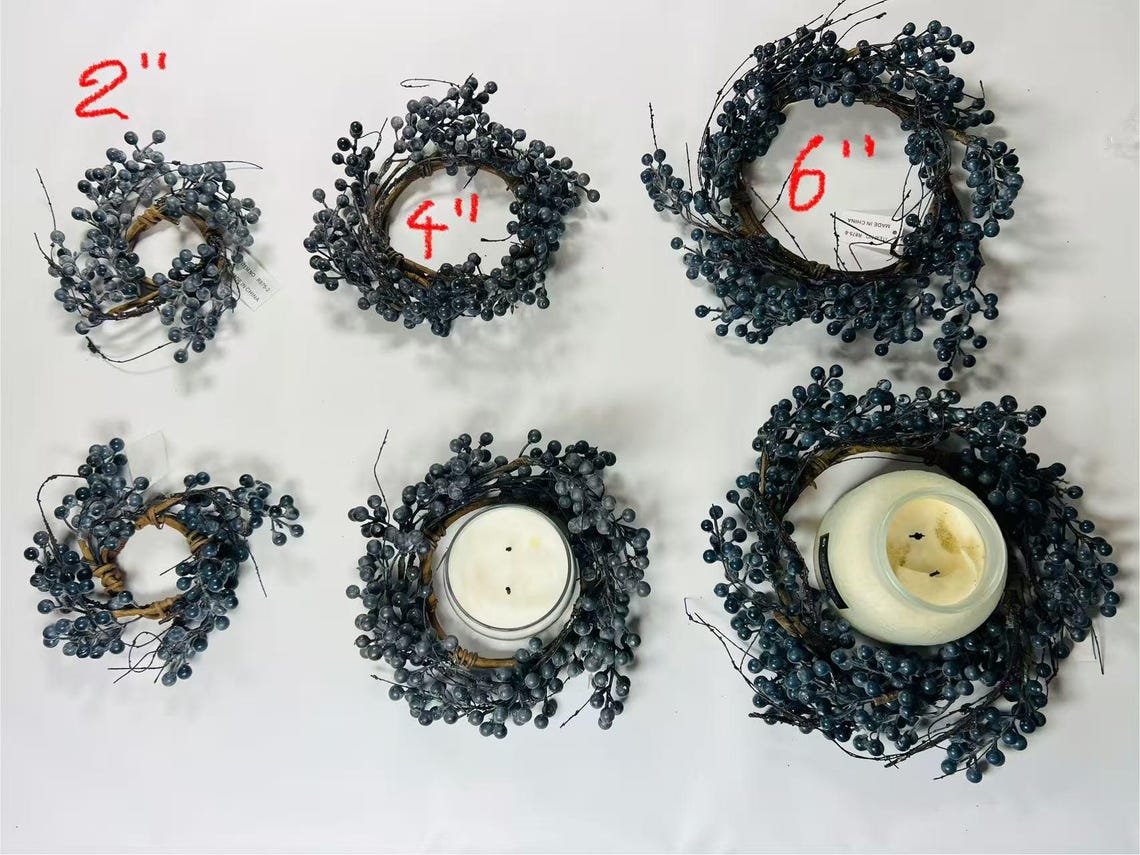 Rustic Blue Berry Wreath 6.5” | Farmhouse Mini Wreath | Winter Door ...