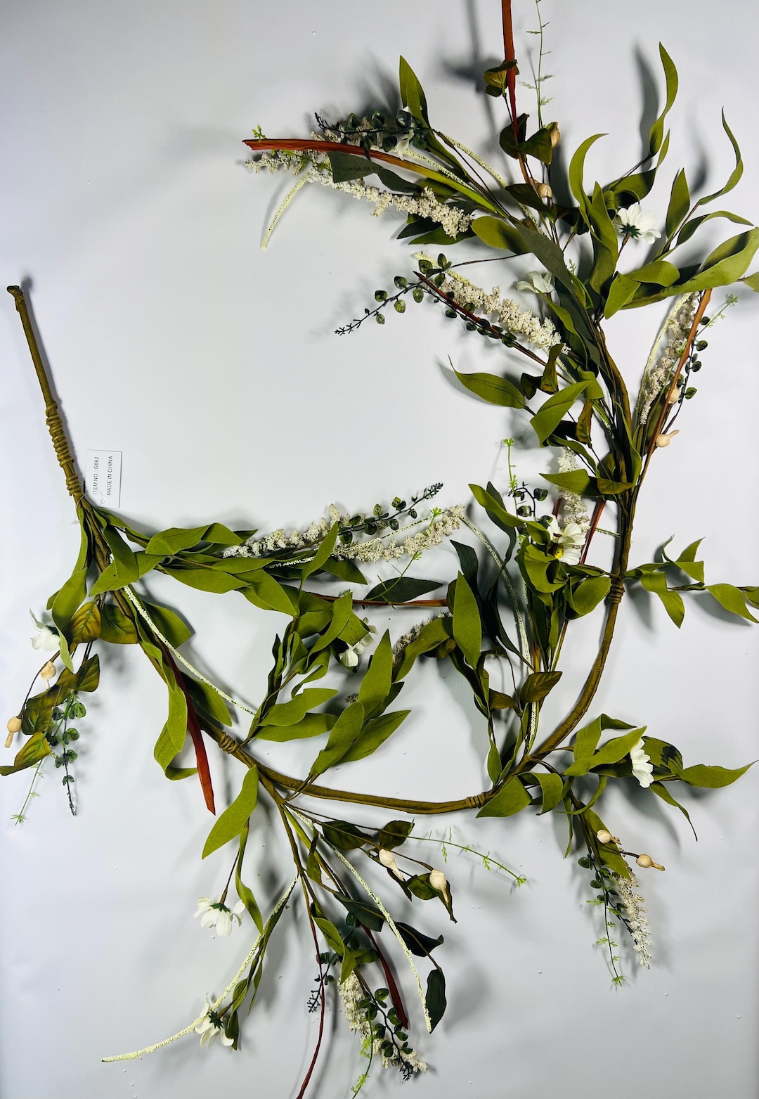 Artificial Greenery Garland – Faux Leaves & White Floral Vine for ...