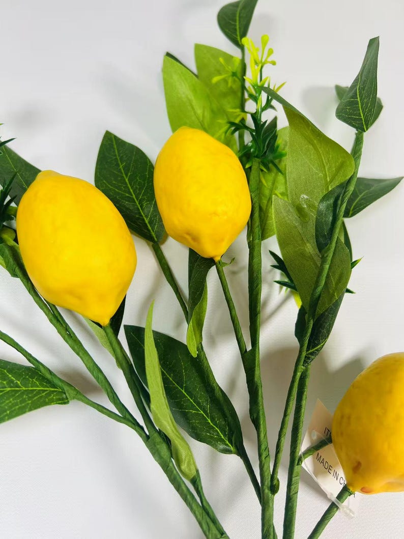 Artificial Lemon Branch: 18 Inch Faux Lemon Stem, Farmhouse Decor - Etsy