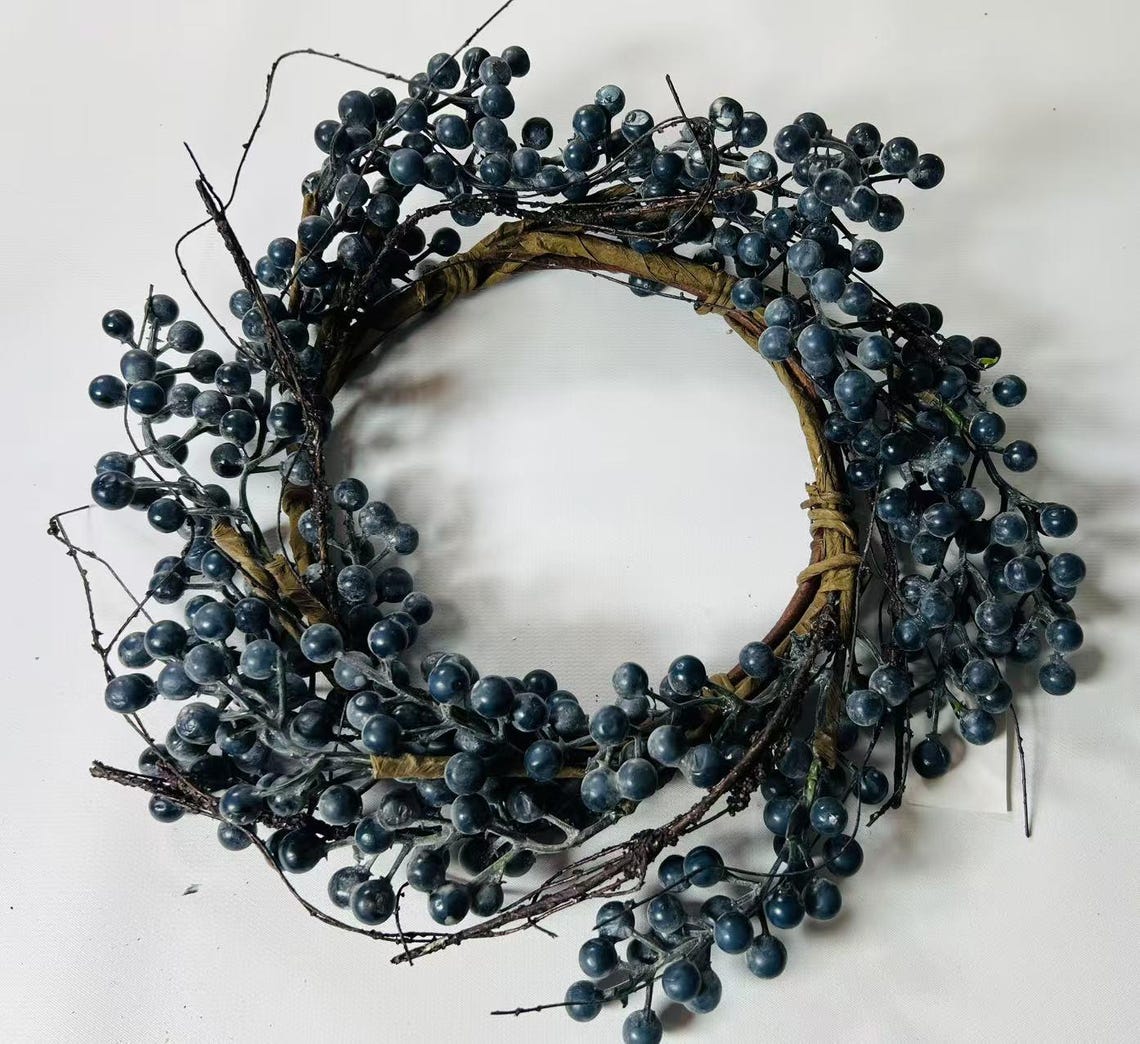 Rustic Blue Berry Wreath 6.5” | Farmhouse Mini Wreath | Winter Door ...