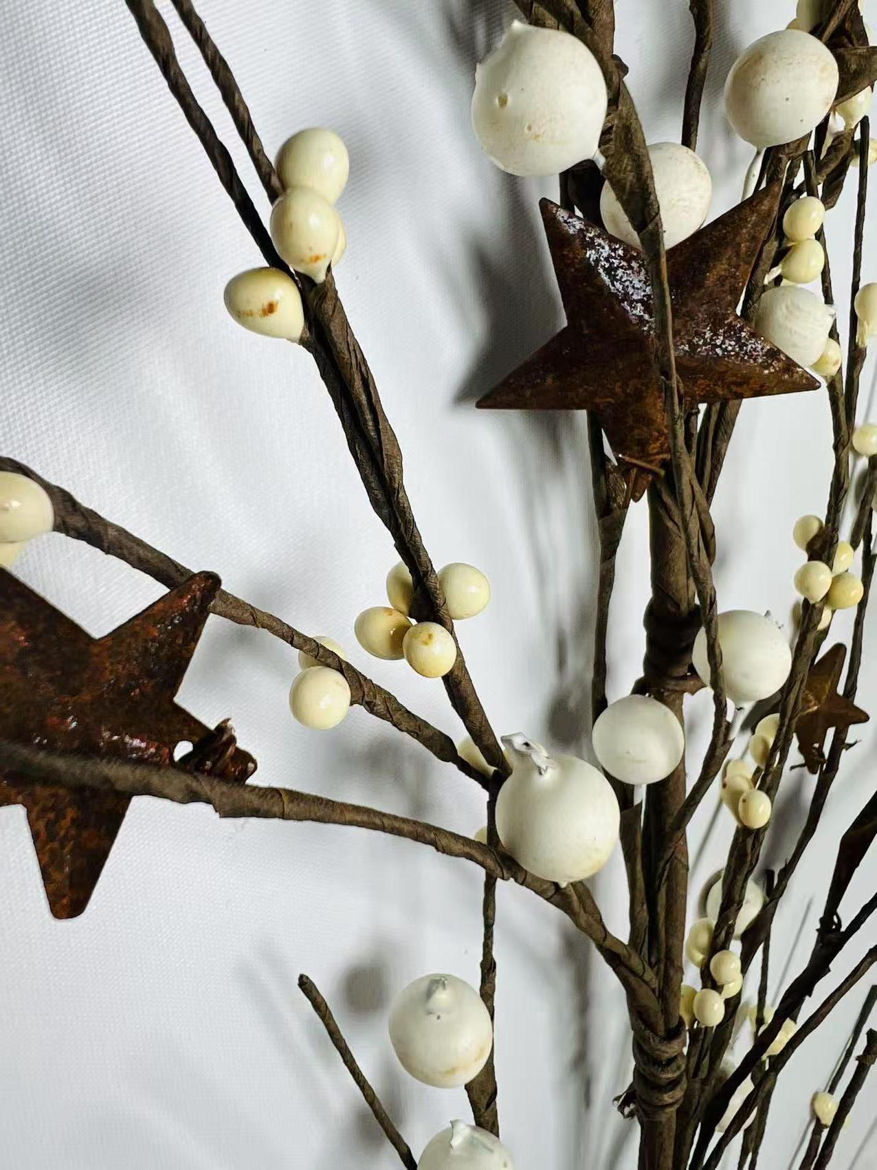 Rustic Pip Berry Garland: Primitive Farmhouse Decor With Metal Stars - Etsy