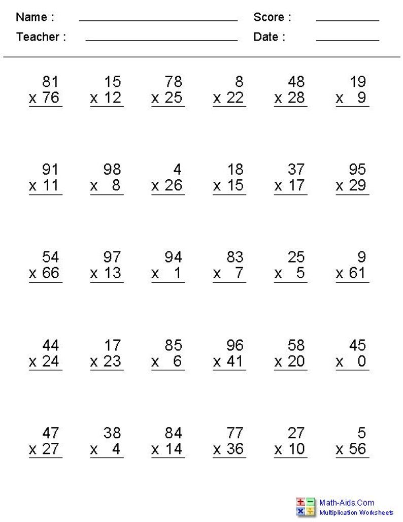 25 Multiplication Worksheet Digital Print Page - Etsy