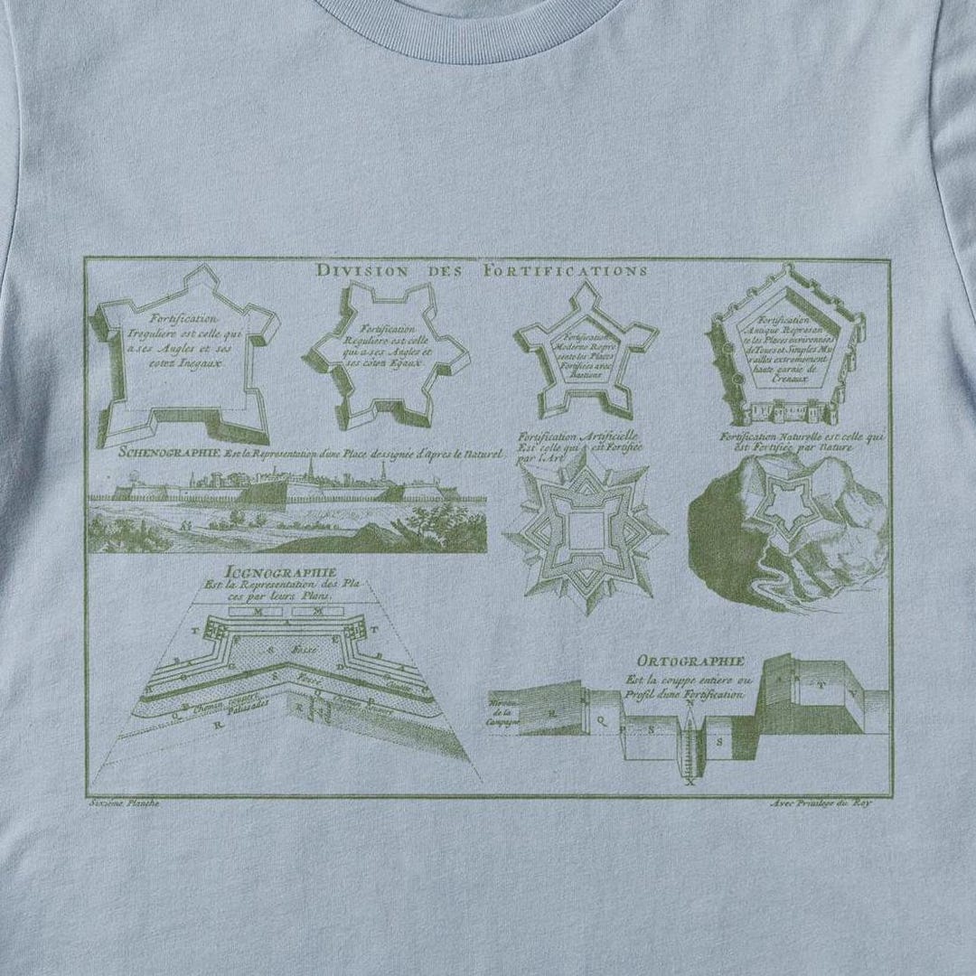 Star Fort Tshirt, Vintage Blueprint Tee, Old World Tshirt Design ...