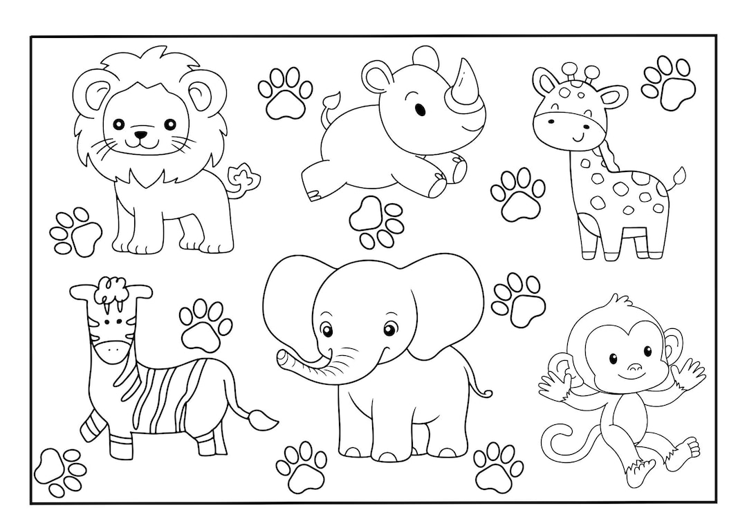 Animal Themed Colouring Page, Animal Themed Colouring Placemat, Colour ...