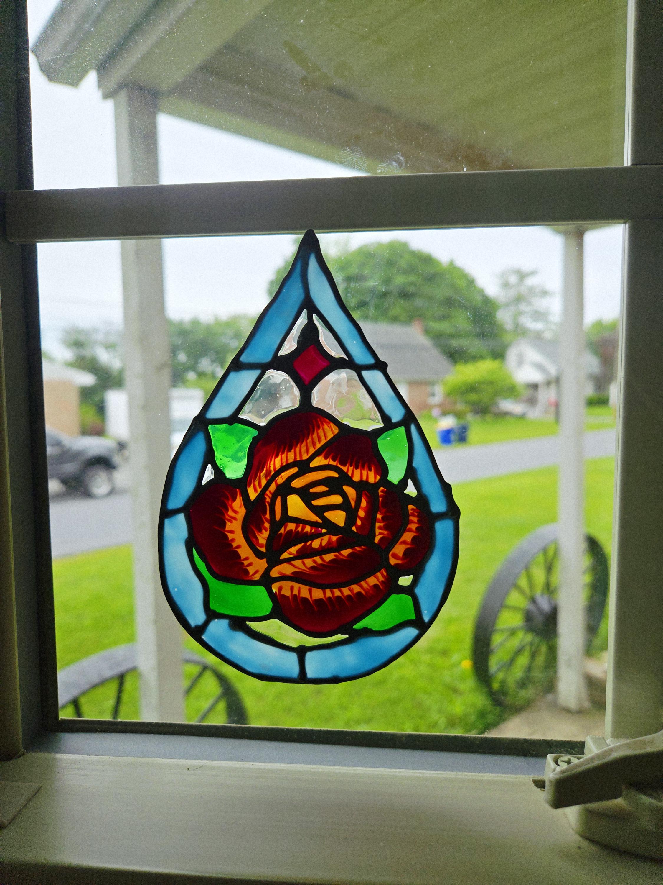 Teardrop Rose Window Cling - Etsy