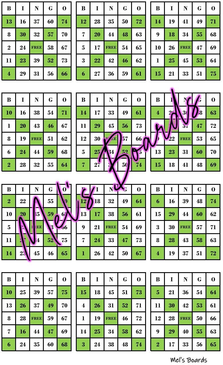 Specials Bingo Cards - 8 Games, 12 Cards per Game - Etsy