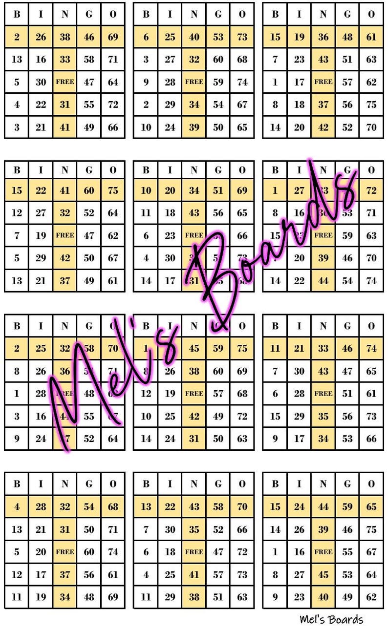 Specials Bingo Cards - 8 Games, 12 Cards per Game - Etsy