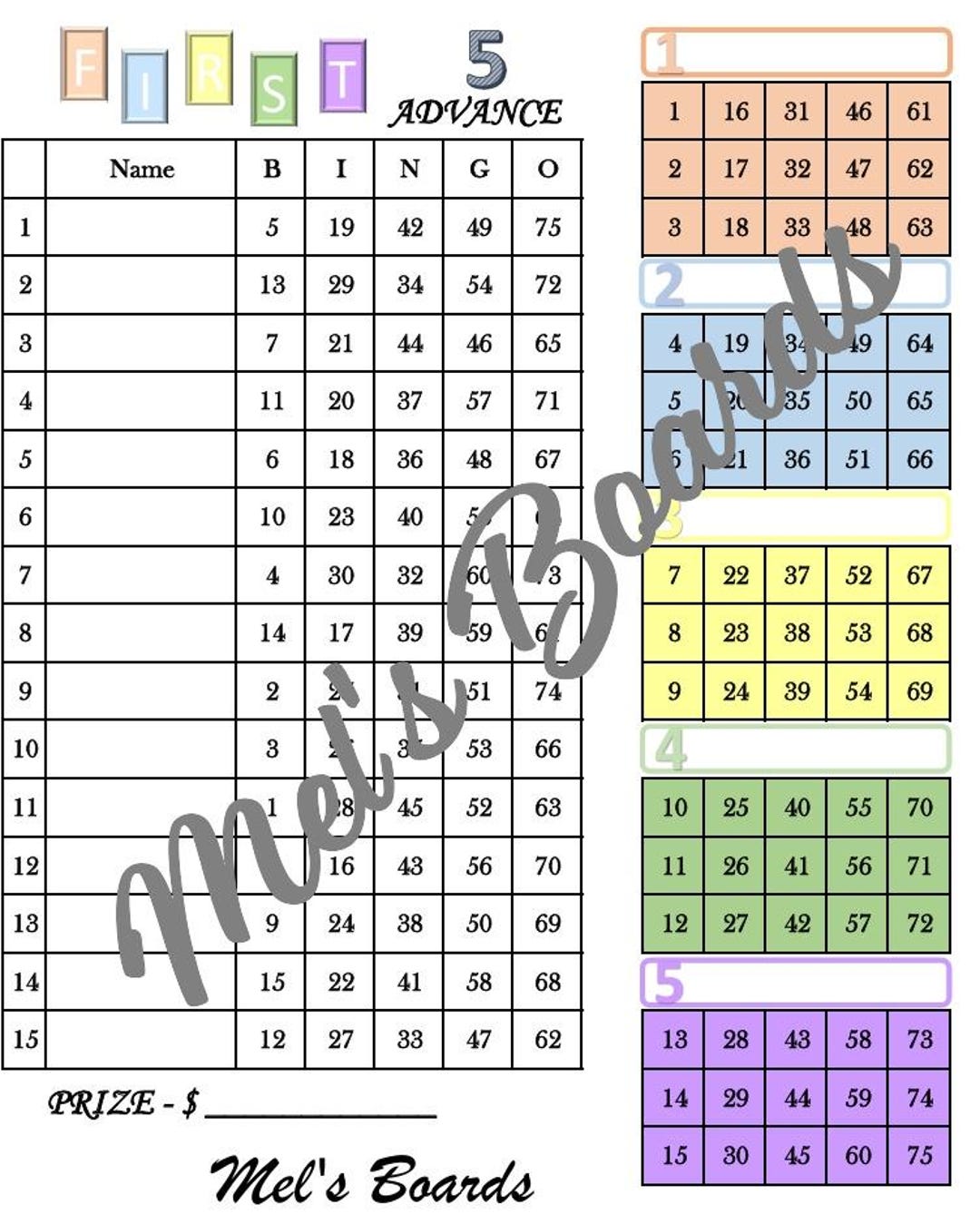 First 5 Bingo - 2 Bingos in 1! Straight & Mixed Boards - Etsy