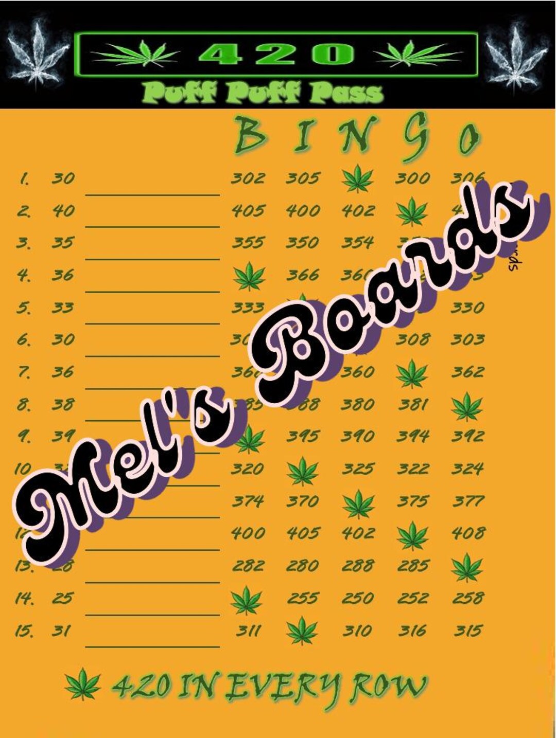 420 PYP Bingo - Etsy