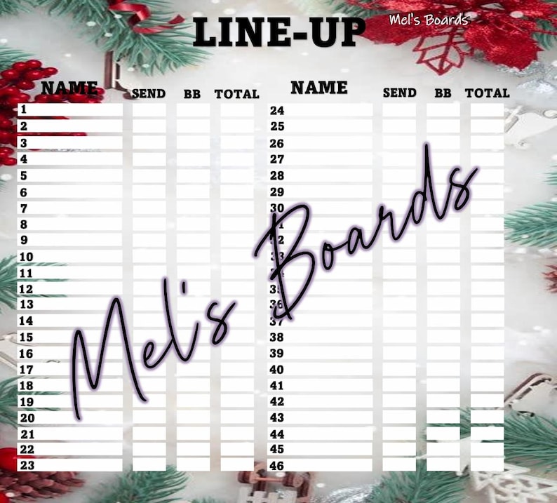 Line up Sheets for Bingo - Holiday Themes - Special Request - Etsy