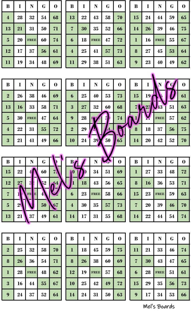 Specials Bingo Cards - 8 Games, 12 Cards per Game - Etsy