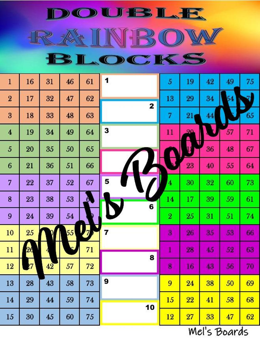 Double Rainbow Block Bingo - Etsy