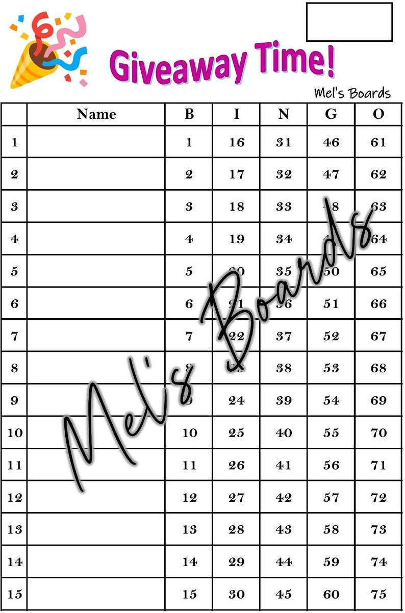 Customer Appreciation Freebie Bingo Boards. 1st Set Curse, Sleepy Lines ...