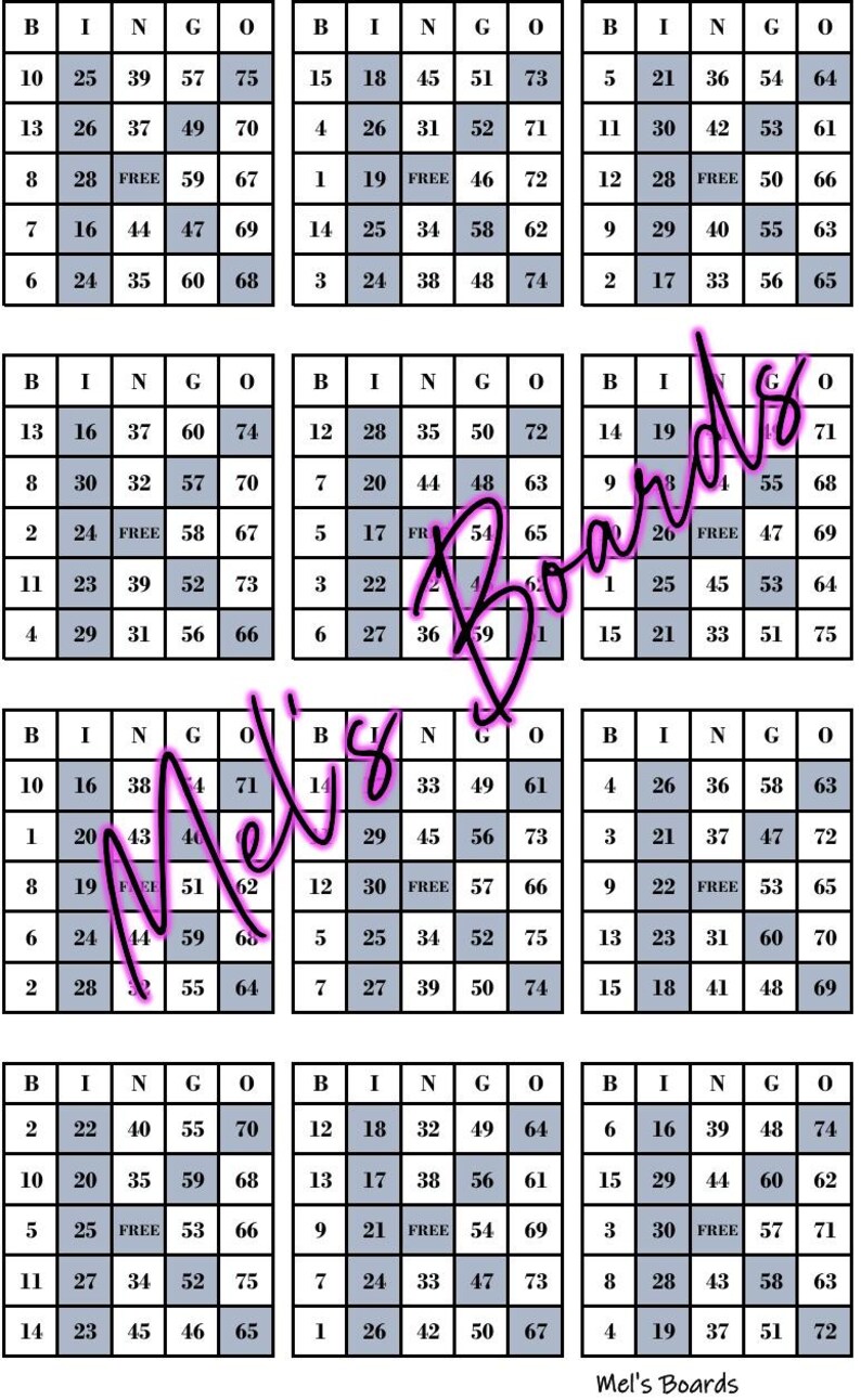 Specials Bingo Cards - 8 Games, 12 Cards per Game - Etsy