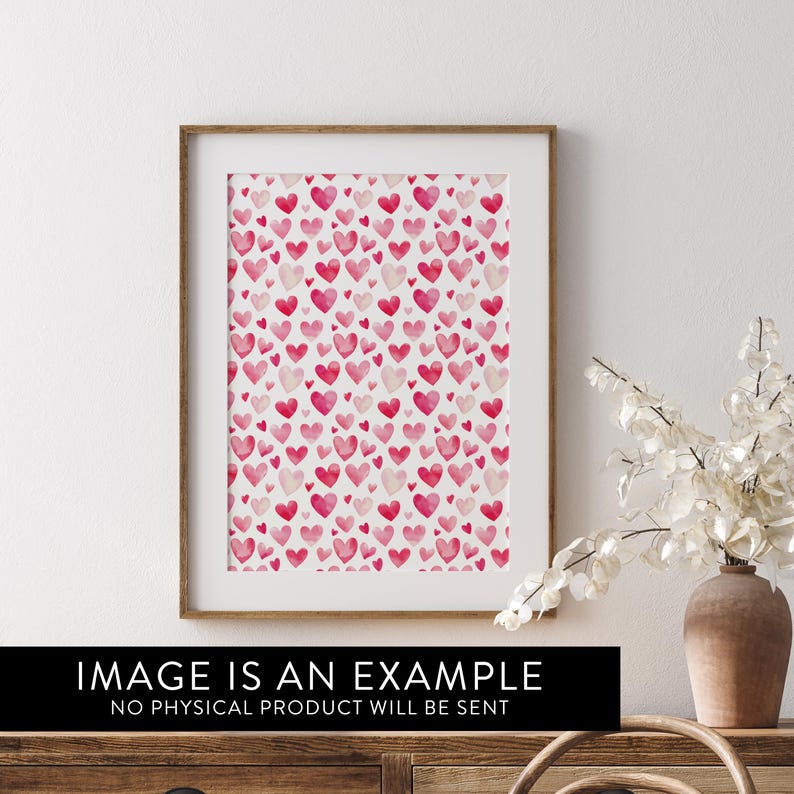 Pink Watercolor Hearts Seamless Pattern, Valentine’s Day Digital Paper ...