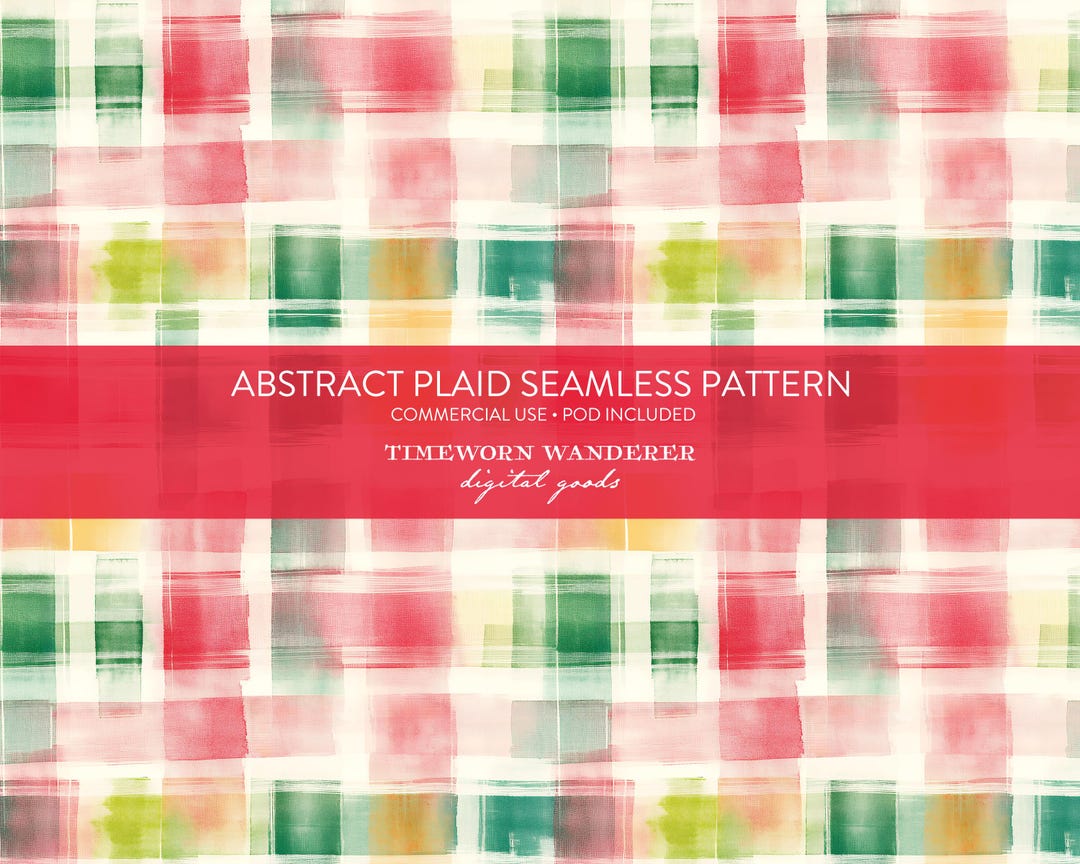 Watercolor Christmas Plaid Seamless Pattern, Red Green Gold Holiday ...