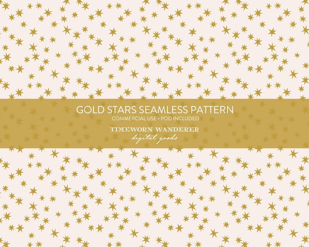 Little Gold Star Seamless Pattern, Neutral Celestial Digital Paper ...