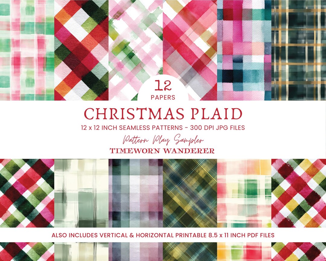Christmas Plaid Digital Paper Pack, Eclectic Variety of Holiday ...