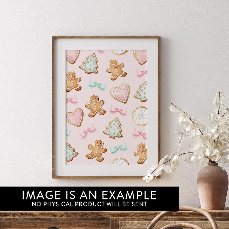 Pastel Gingerbread Christmas Seamless Pattern, Pink and Mint Holiday ...
