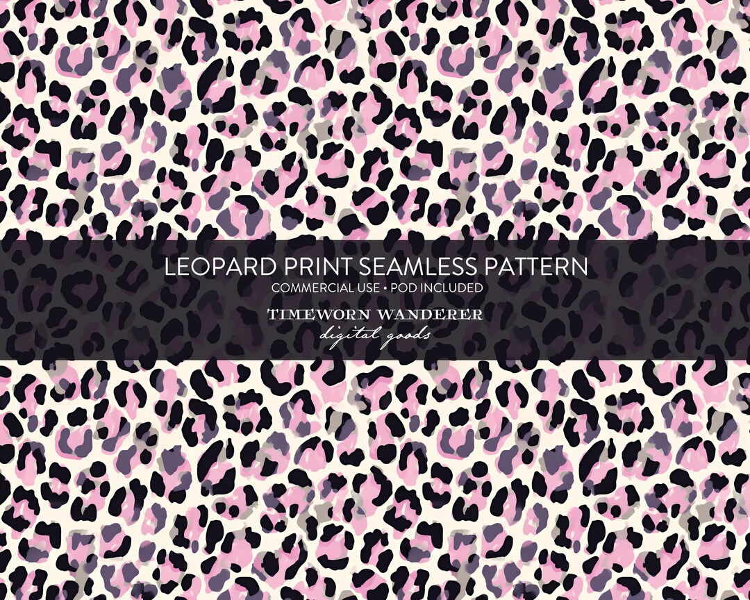 Black Pink Leopard Print Seamless Pattern, Purple Blush Animal Print ...