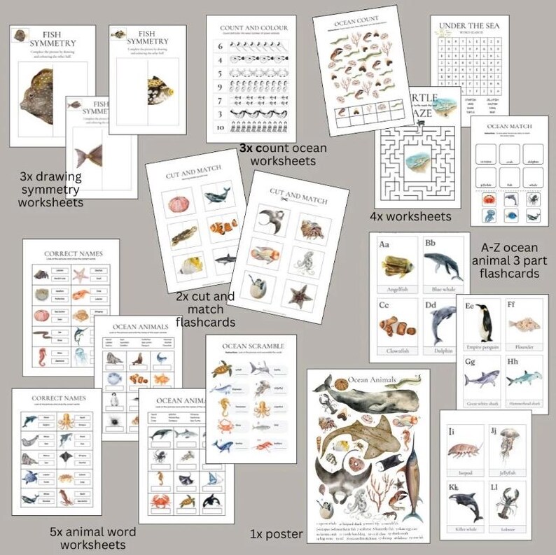 50 Page Ocean Themed Early Learning Pack | PLR Commercial Use Rights - Etsy