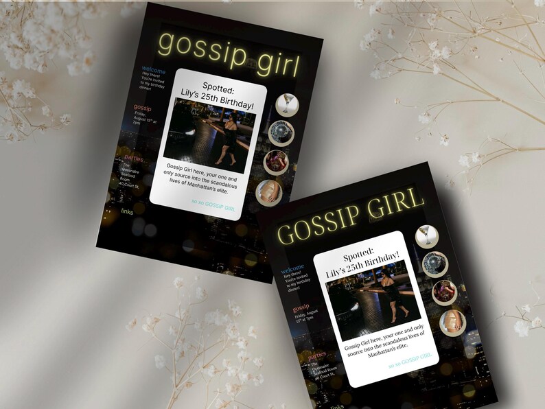 Gossip Girl Blast Inspired Invitation Template | Personalized ...
