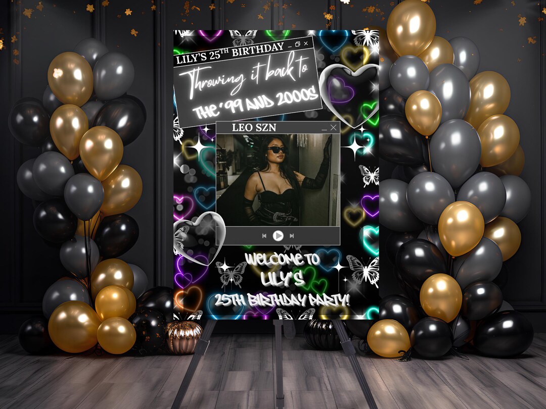 Y2K Birthday Welcome Sign Template | 90s Glamour (canva Editable ...