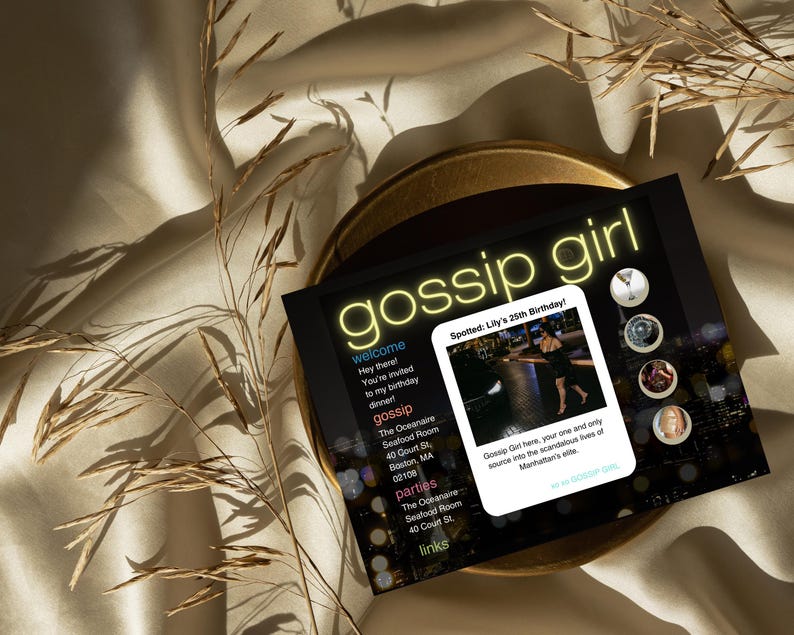 Gossip Girl Blast Inspired Invitation Template | Personalized ...