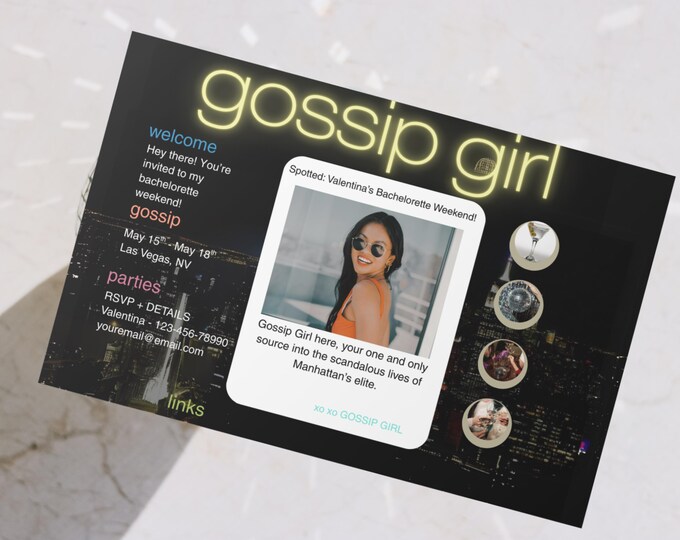 Gossip Girl Themed Party Invitation & Drink Menu | Customizable Digital ...
