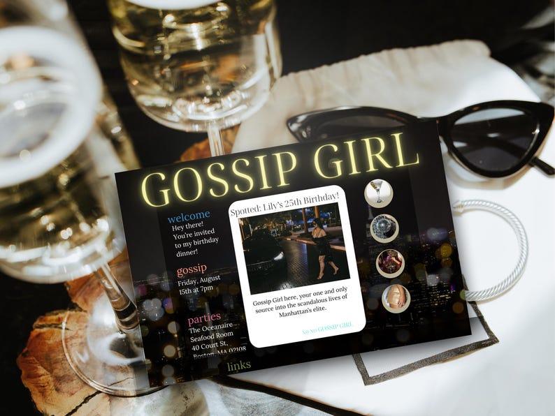 Gossip Girl Blast Inspired Invitation Template | Personalized ...