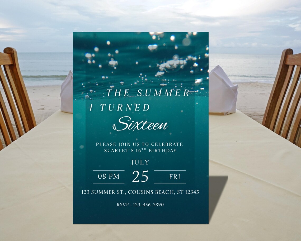The Summer I Turned Pretty Birthday Template - Etsy
