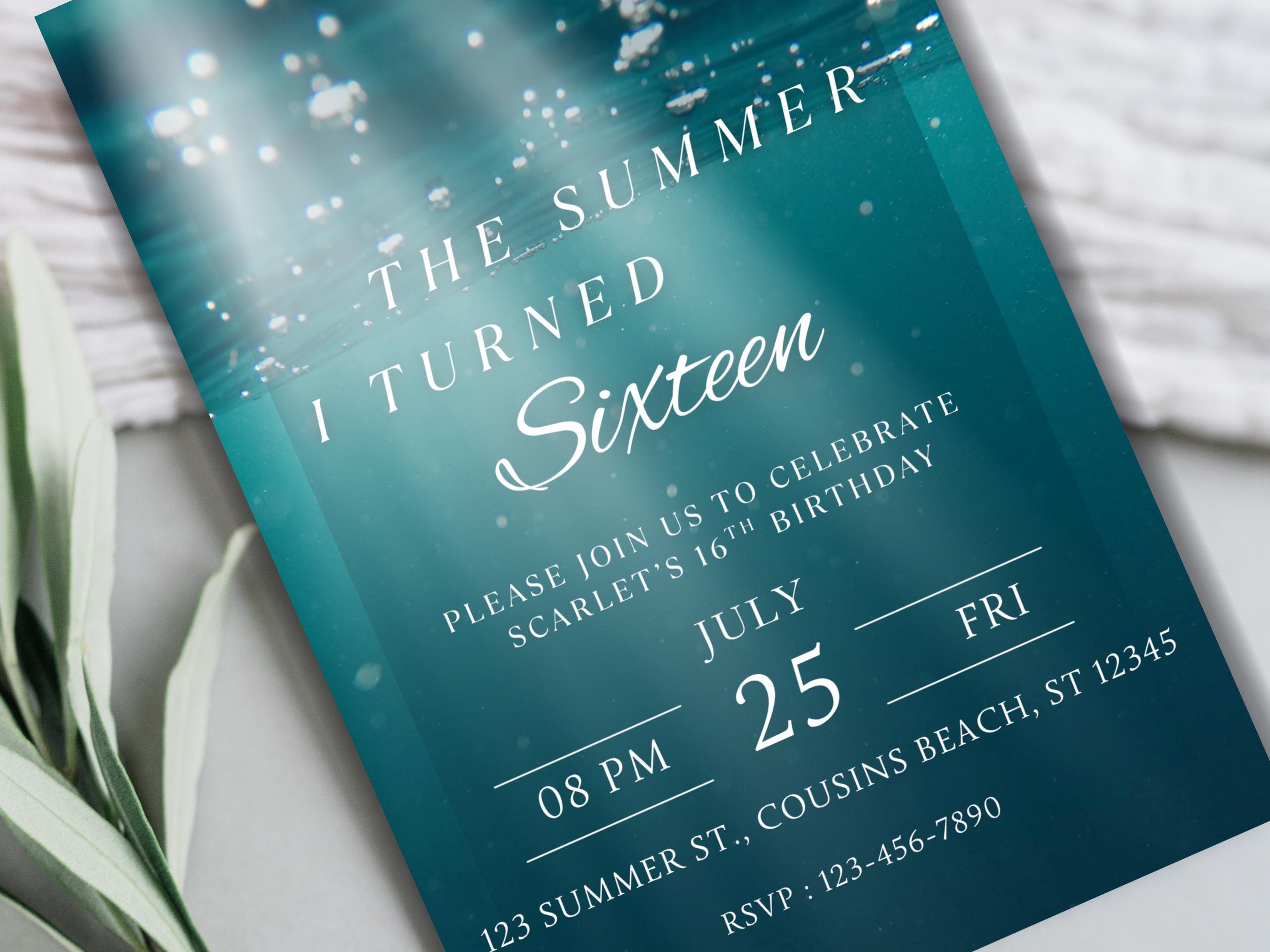The Summer I Turned Pretty Birthday Template - Personalized and Editble ...