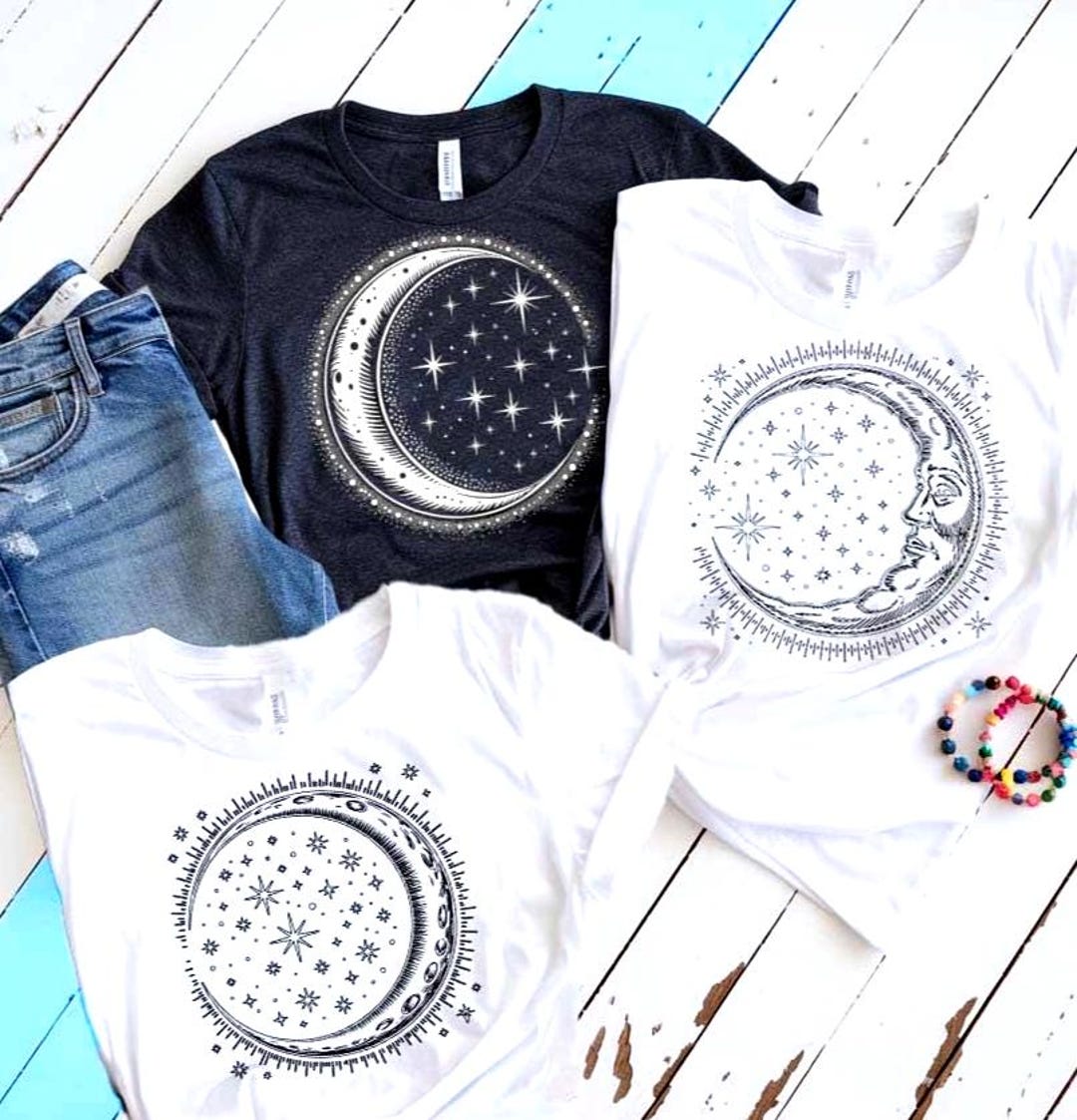 Moon and Stars SVG PNG Bundle 3 Versions Mix and Match Celestial Png ...