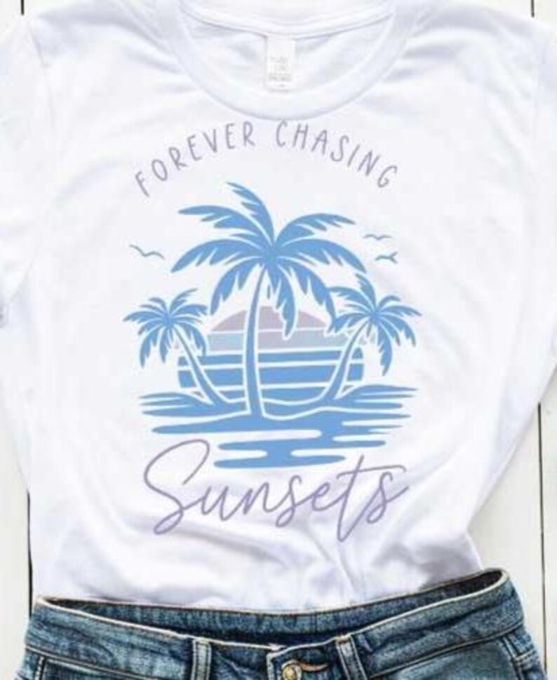 Sunset SVG PNG Forever Chasing Sunsets Retro Summer Beach for Cricut ...