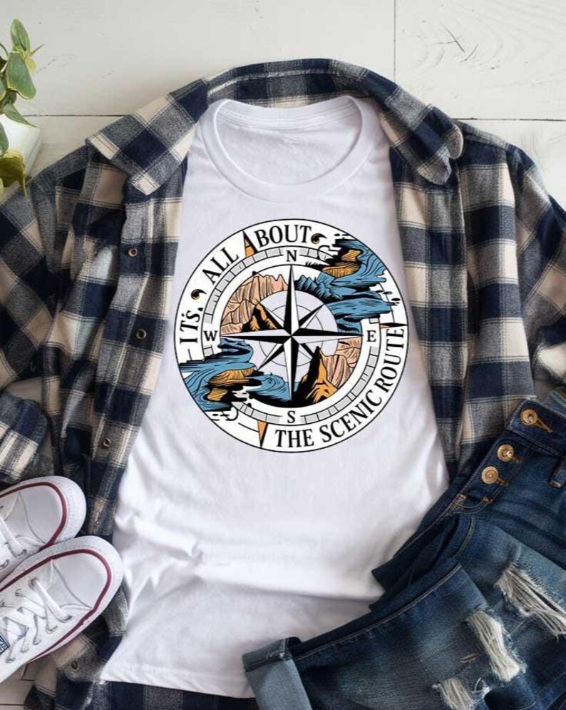 Adventure SVG PNG Compass Scenic Route PNG, Travel Cut File for Cricut ...