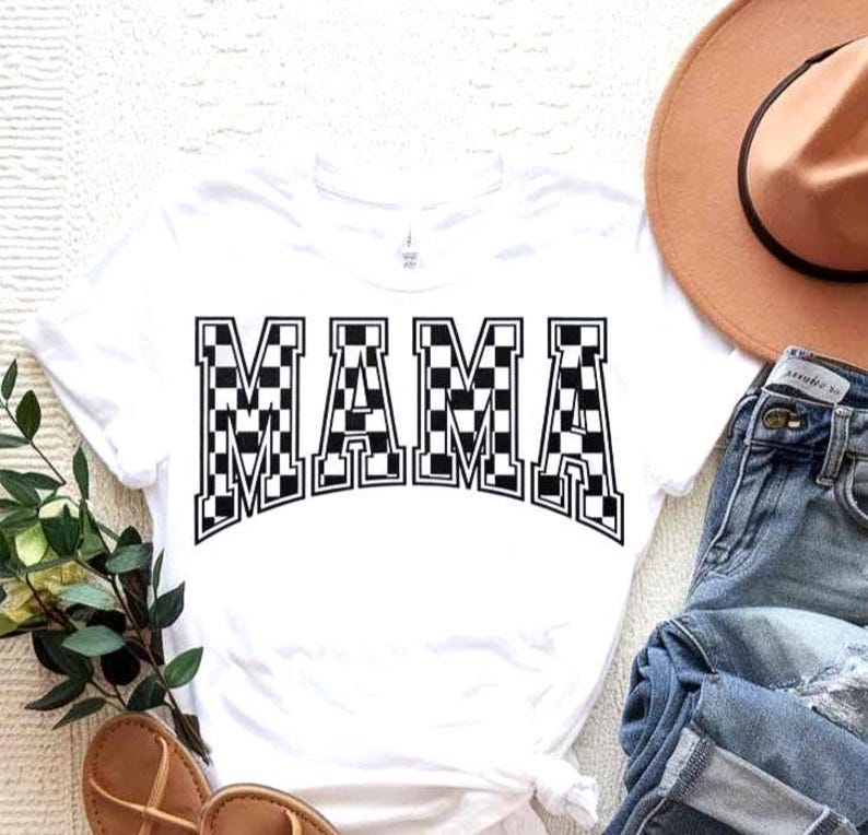 Mama SVG PNG Black and White Checkerboard, Varsity Letters Sublimation ...