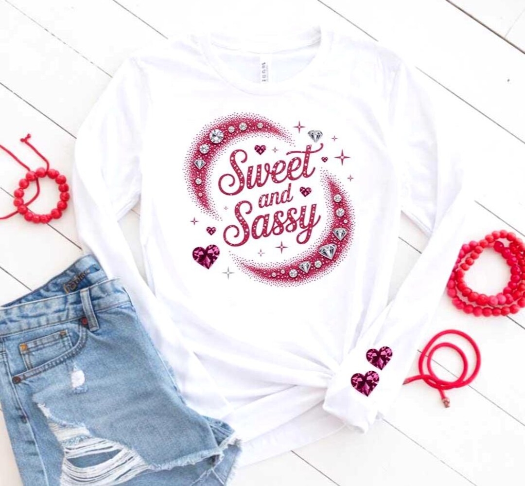Sweet and Sassy SVG PNG 2 Versions Bundle Women's Mix and Match Hearts ...