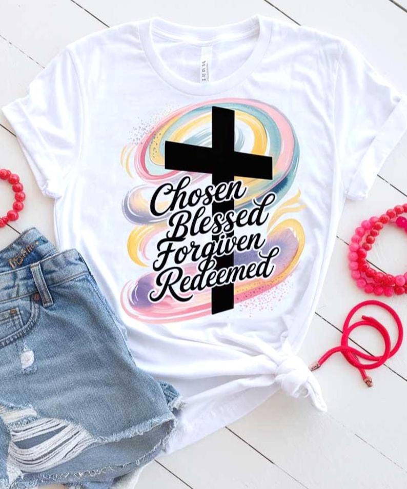 Christian SVG PNG, Chosen Blessed Forgiven Redeemed Cross Design Cricut ...