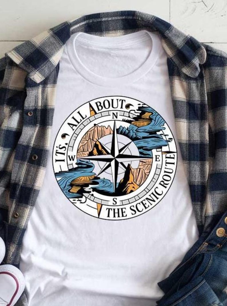 Adventure SVG PNG Compass Scenic Route PNG, Travel Cut File for Cricut ...