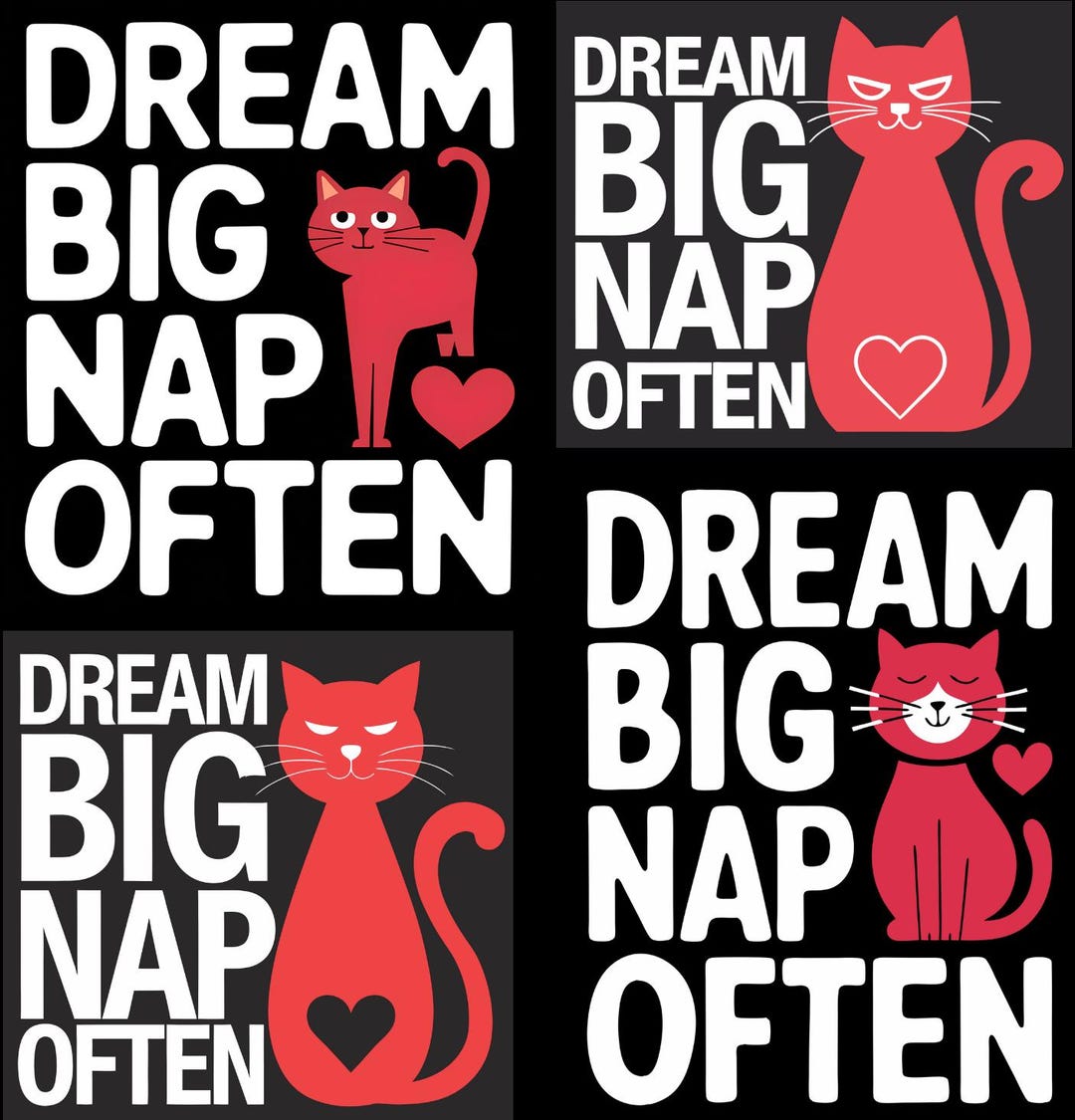 Cute Cat PNG, Dream Big Nap More Png, Red Cat Digital File Instant ...