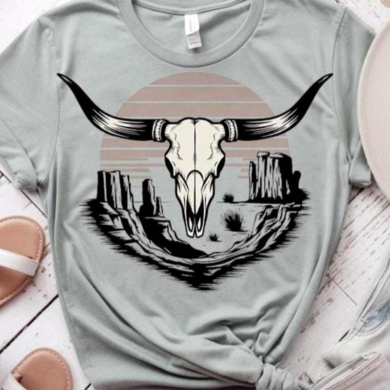 Western Skull Drawing - Etsy